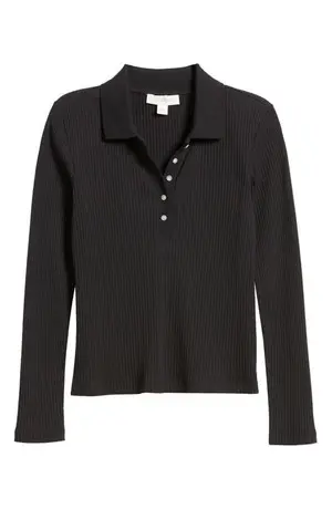 Treasure & Bond Rib Long Sleeve Polo
