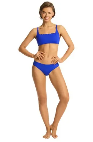 SEA LEVEL Scalloped Square Neck Bikini Top - Cobalt