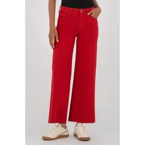 Kut From The Kloth Meg Fab Ab Raw Hem High Waist Ankle Wide Leg Jeans - Ruby Red