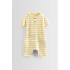 TUCKER + TATE Tucker + Tate Henley Pocket Romper Yellow Lemon Kendall Stripe
