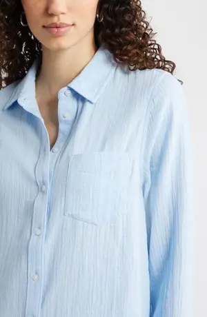 Caslon Casual Gauze Button-up Shirt - Blue Windsurfer