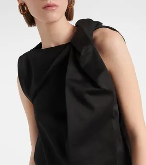 TOTEME Draped Cotton And Linen Top - Black
