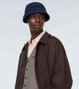 Our Legacy Tom Tom Striped Crochet Hat In Blue - 40% Off