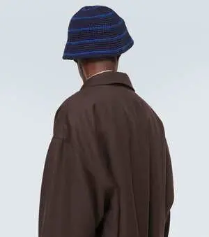 Our Legacy Tom Tom Striped Crochet Hat In Blue - 40% Off