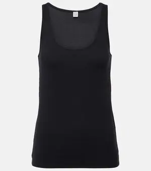 TOTEME Ribbed-knit Cotton Jersey Tank Top - Black