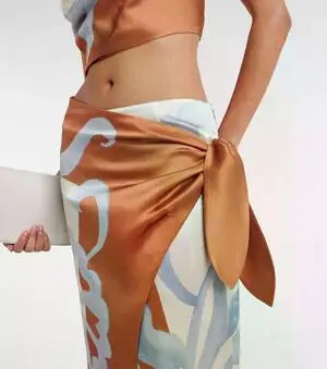 SIR THE LABEL Sir Sorrento Printed Silk Wrap Skirt