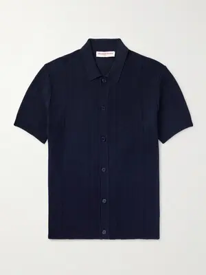 Orlebar Brown Tiernan Ribbed Cotton Polo Shirt - Blue
