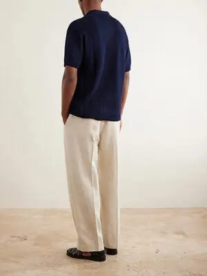 Orlebar Brown Tiernan Ribbed Cotton Polo Shirt - Blue