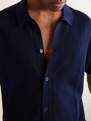 Orlebar Brown Tiernan Ribbed Cotton Polo Shirt - Blue