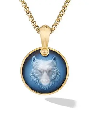David Yurman Petrvs Wolf Amulet In 18k Yellow - Banded Agate
