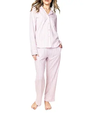 PETITE PLUME Pima Cotton Stripe Pajama Set - Pink