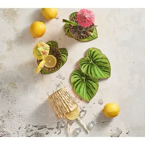 KIM SEYBERT Tropicana Coasters In Set Of 4 - Green
