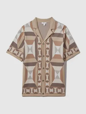 REISS Beresford Knitted Cuban Collar Shirt