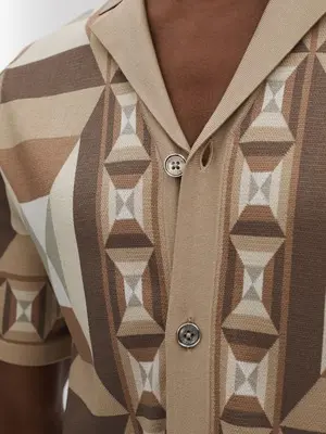 REISS Beresford Knitted Cuban Collar Shirt
