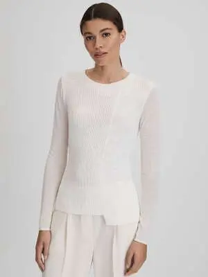 REISS Hazel Knitted Crew Neck Top