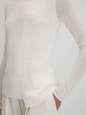 REISS Hazel Knitted Crew Neck Top