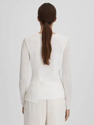 REISS Hazel Knitted Crew Neck Top