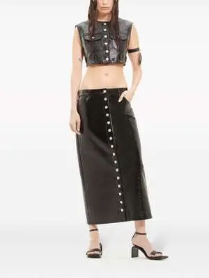 COURREGES Multiflex Patent-finish Midi Skirt - Black