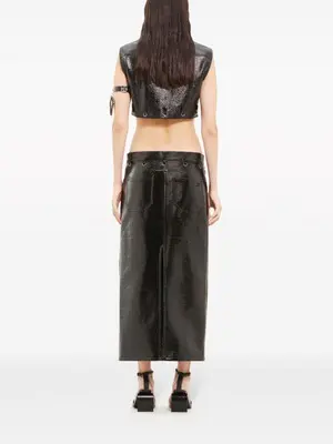 COURREGES Multiflex Patent-finish Midi Skirt - Black