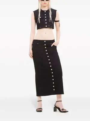 COURREGES Multiflex Denim Midi Skirt - Black