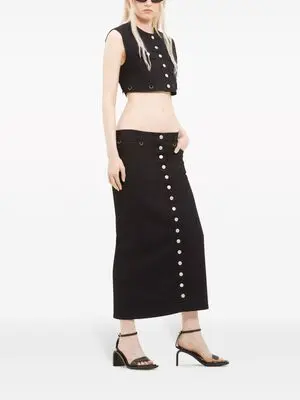 COURREGES Multiflex Denim Midi Skirt - Black