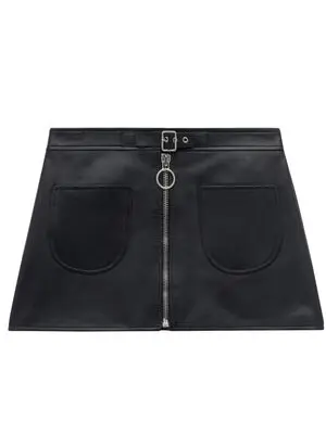 COURREGES Zip-up Leather Miniskirt - Black