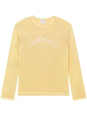 COURREGES Logo-print Mesh T-shirt - Yellow