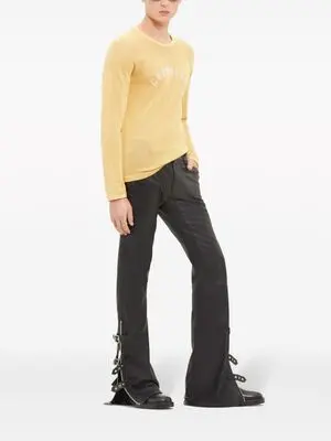 COURREGES Logo-print Mesh T-shirt - Yellow