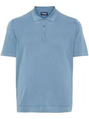 DRUMOHR Fine-knit Cotton Polo Shirt - Blue