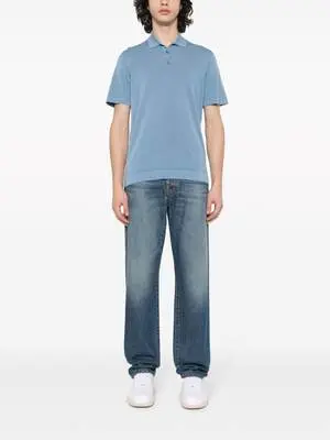 DRUMOHR Fine-knit Cotton Polo Shirt - Blue
