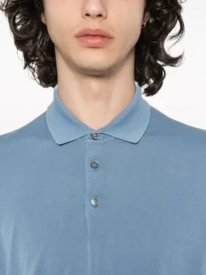 DRUMOHR Fine-knit Cotton Polo Shirt - Blue