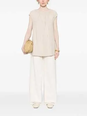 TOTEME Gathered-neck Jersey Top
