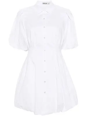 Simkhai Cleo Puffball Mini Shirtdress - White