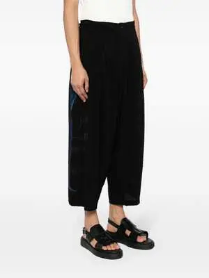 Yohji Yamamoto Graphic-print Velvet Trousers