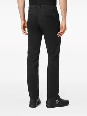 BILLIONAIRE Logo-embroidered Denim Chino Trousers - Black