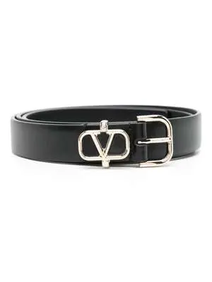 Valentino Garavani Vlogo Leather Belt - Black