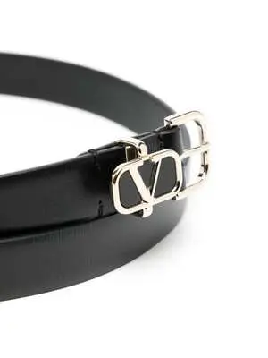Valentino Garavani Vlogo Leather Belt - Black