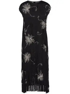 Prada Fringed Embroidered Dress