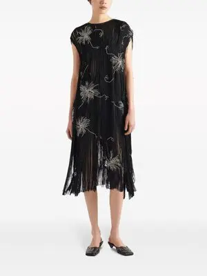 Prada Fringed Embroidered Dress
