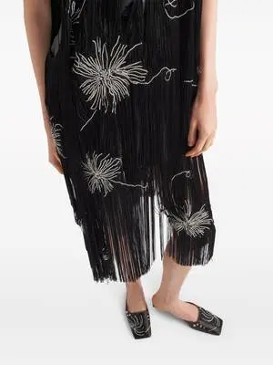 Prada Fringed Embroidered Dress