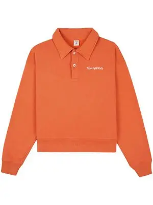 SPORTY & RICH Serif Cotton Polo Top