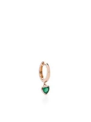 Shay 18k Rose Gold Emerald Single Huggie Earring - Pink