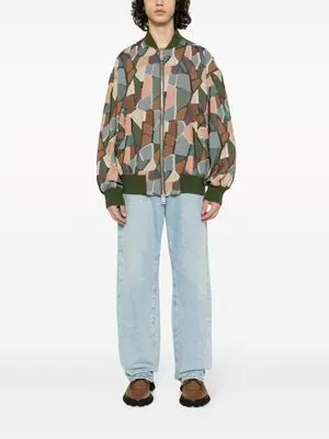 Emporio Armani Mosaic-patterned Bomber Jacket - Green