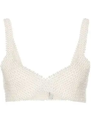 GOLDEN GOOSE Pearl-embellished Bralette Top - Neutrals