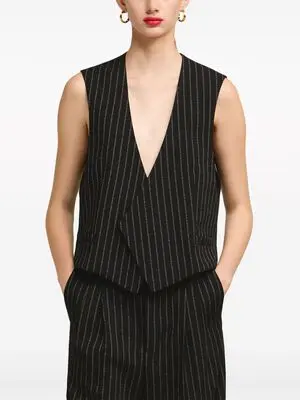 Ami Pinstriped Crepe Vest