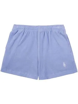 SPORTY & RICH Logo-embroidered Terry-cloth Shorts - Blue
