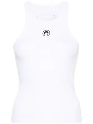 MARINE SERRE Ribbed Tank Top - White