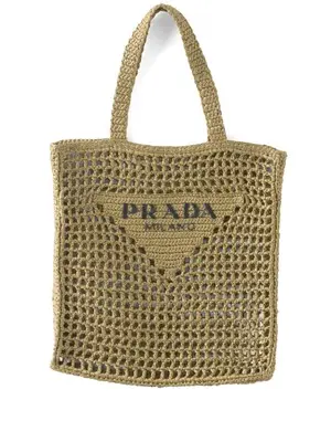 Prada Raffia Tote Bag - Green