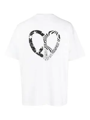 FIVE CM Heart Peace-print Cotton T-shirt - White