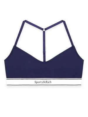 SPORTY & RICH Serif-logo Sports Bralette - Blue